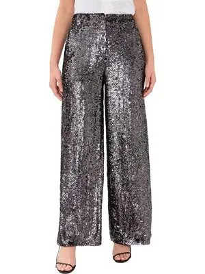 TWP Sequined Wide Leg Pants - Dark Chocolate