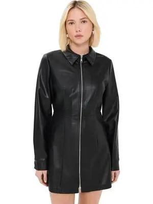 LE BOP Sloane Faux Leather Mini Dress - Black