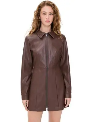 LE BOP Sloane Faux Leather Mini Dress - Coffee