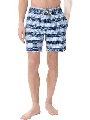 FAIR HARBOR The Bayberry 7" Swim Trunks - Blue Ombre Stripe