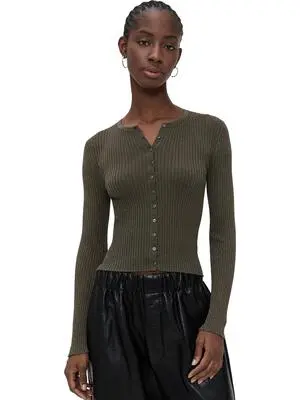LESET Blake Ribbed Cardigan - Moss