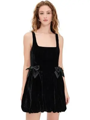 WAYF Brielle Velvet Mini Dress - Black