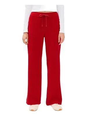 Beyond Yoga Ribbed Knit Wide Leg Pants - Holly Red