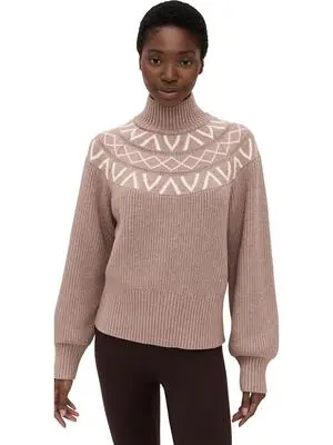 Varley Fair Isle Yoke Knit Sweater - Light Taupe Marl