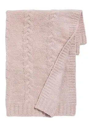 Barefoot Dreams CozyChic Braided Cable Receiving Blanket Dusty Rose/dusty Mauve
