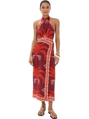 Johanna Ortiz Buen Viento Ankle Dress - Wine/red