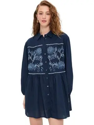 Tanya Taylor Pippa Embroidered Mini Dress - Maritime Blue