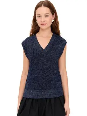 LE BOP Nova Metallic Sweater Vest - Navy