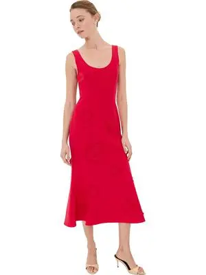 LEO LIN Emily Applique Midi Dress - Scarlet