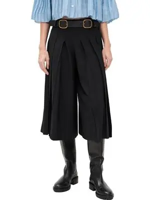Sea Tropical Wool Belted Culottes - Black