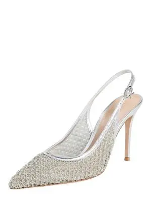 GIANVITO ROSSI Nikki Nappa Silk Heels - Silver