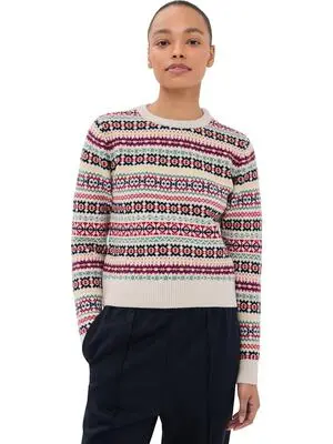 Daughter Fair Isle Shrunken Crew Neck Sweater - Ecru Base