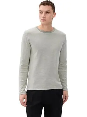 Vince Striped Double Knit Crew Neck - Meadowlark/sycamore