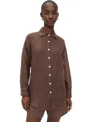 Vitamin A® Playa Boyfriend Shirtdress - Mocha