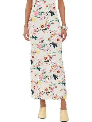 Rabanne Floral Print Jersey Skirt - Flower Yellow/red/blue