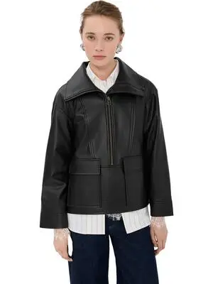 Veronica Beard Brian Faux Leather Jacket - Black