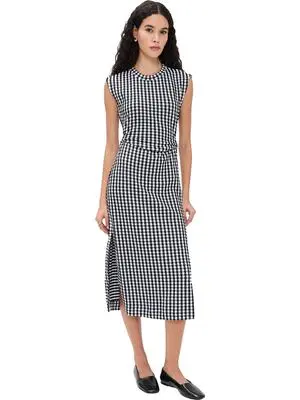 Tanya Taylor Sleeveless Aurora Checkered Midi Dress - Black/white