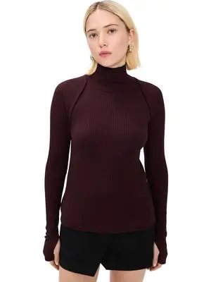 Helmut Lang Layered Shrug Turtleneck - Mahogany