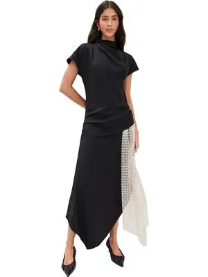 Staud Effie Midi Dress - Black/stardust