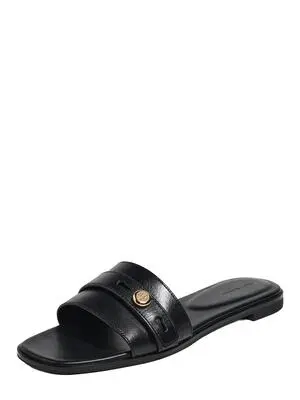 Tory Burch Romy Leather Slides - Perfect Black