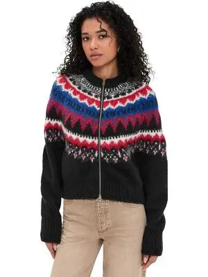 Closed Fair Isle Knit Zip Cardigan - Cosmic Grey