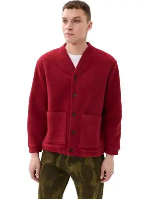 Universal Works Advance Fleece Cardigan - Red