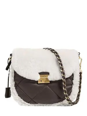 Mz Wallace Crosby Lock Saddle Bag - Shearling/walnut