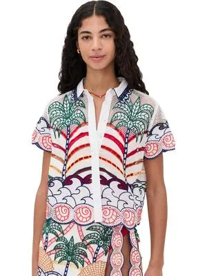 Farm Rio Tropical Embroidered Shirt - Off-white