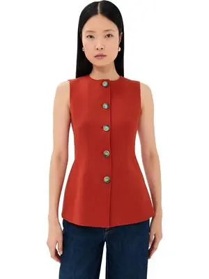 Veronica Beard Jessup Sleeveless Ponte Knit Vest - Carnelian Red