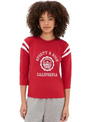 SPORTY & RICH California Emblem Long Sleeve Tee - Ruby/white