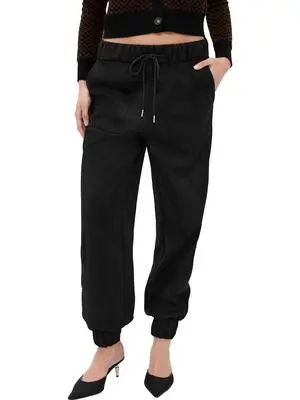 LE BOP Remy Faux Suede Joggers - Black