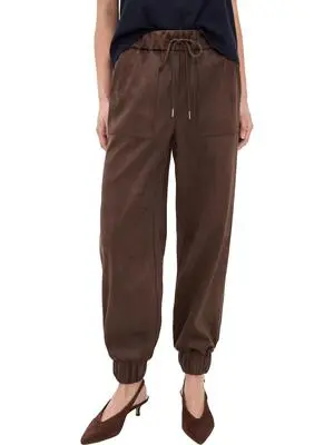 LE BOP Remy Faux Suede Joggers - Coffee