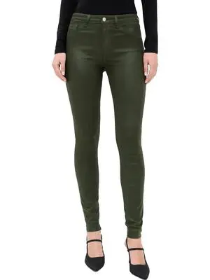 L'Agence Marguerite High-rise Skinny Jeans - Deep Olive Coated