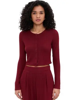 LESET Lauren Crop Cardigan - Pinot