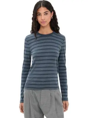 Vince Stripe Long Sleeve Tee - Azura Combo