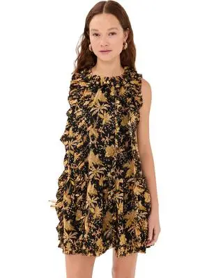 Ulla Johnson Signe Ruffled Silk Mini Dress - Forsythia