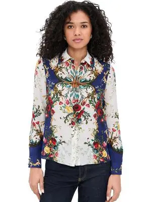 Alice + Olivia Willa Silk Floral Print Blouse - Gilded Rose
