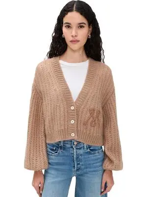 MOTHER Alpaca Varsity Cardigan - Cotton Candy