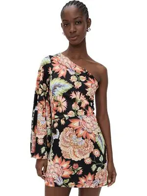 Misa Maven Floral Print Mini Dress - Fiery Flora Satin