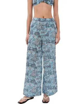 Staud Marza Printed Pants - Sky Toile
