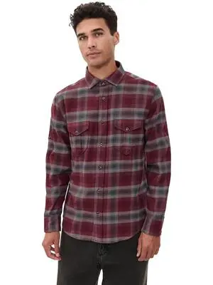 Billy Reid Brushed Bold Plaid Scout Shirt - Syrah Multi