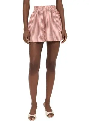 Merlette Striped Poplin Shorts - Sienna Stripe