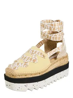 Stella McCartney Gaia Organic Canvas Logo Ribbon Espadrilles - Banana