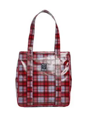 DAMSON MADDER Coated Plaid Market Bag - Blue Fog Multi Check