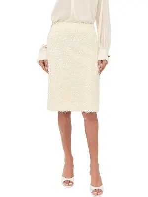 Vince Above Knee Fringe Skirt - Lt Cream