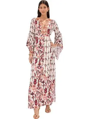 Figue Athena Ikat Print Maxi Dress - Mystic Ikat Biscotti Beige
