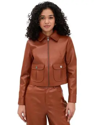 LE BOP Harper Faux Leather Jacket - Cognac