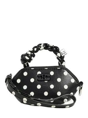 GANNI Printed Leather Nano Bag - Black