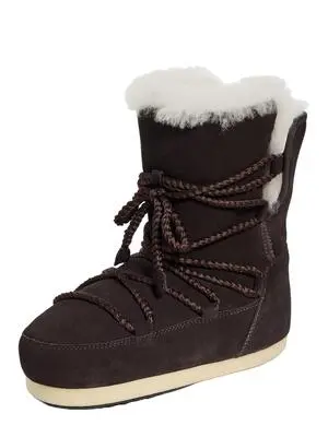 Moon Boot Evx Suede Shearling Boots - Dark Brown