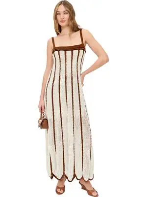 DRESS TO Knit Stripe Maxi Dress - Off White